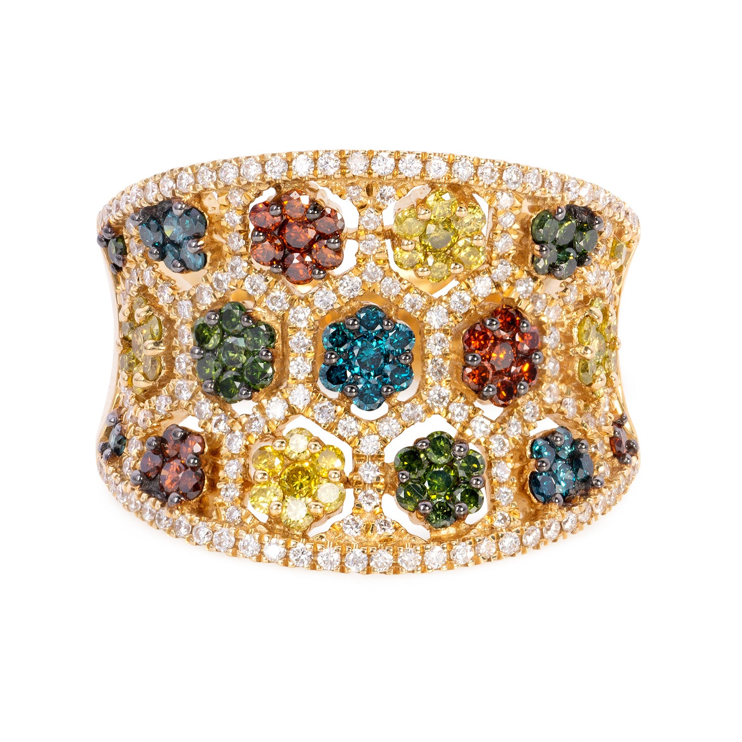 Diamond and multi-colored sapphire ring (SKU R049) | Diamanti NYC